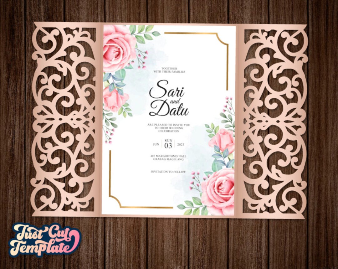 Gate Wedding Invitation SVG, Wedding Card Template 5x7, Luxury Wedding ...