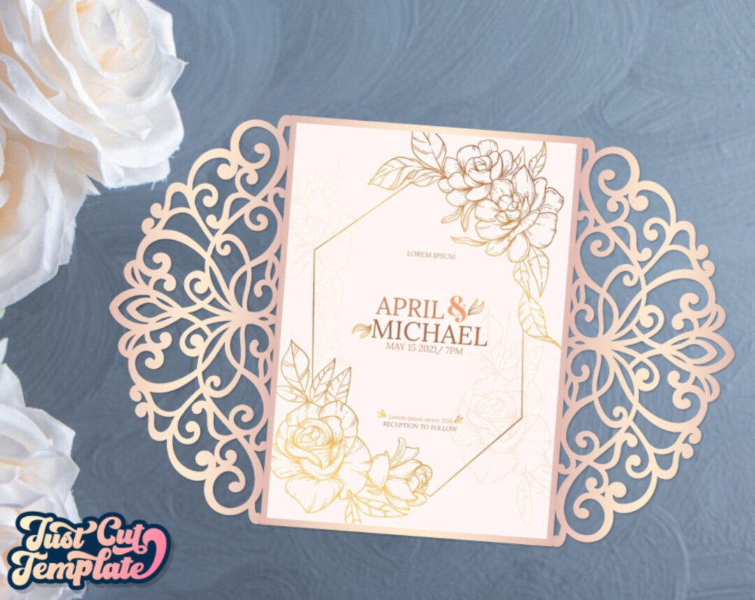 Gate Invitation Card SVG 5x7, Lace Invitation Card, Wedding Invitation ...