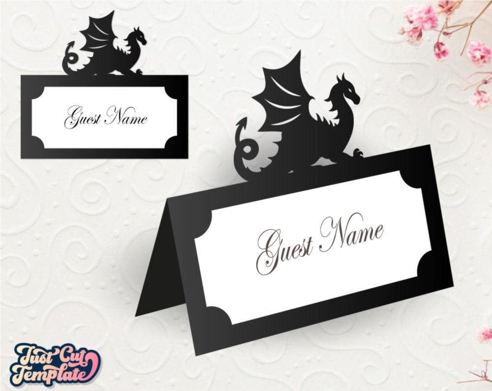 Dragon Place Card SVG Template, Wedding Table Number Svg, Medieval ...