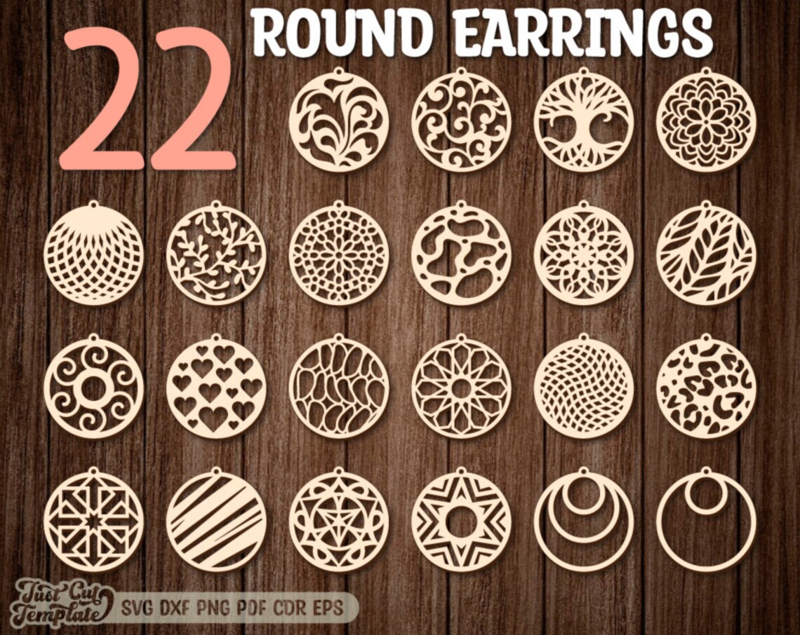 Round Earrings SVG Set Laser Cut Earrings Bundle Earrings - Etsy