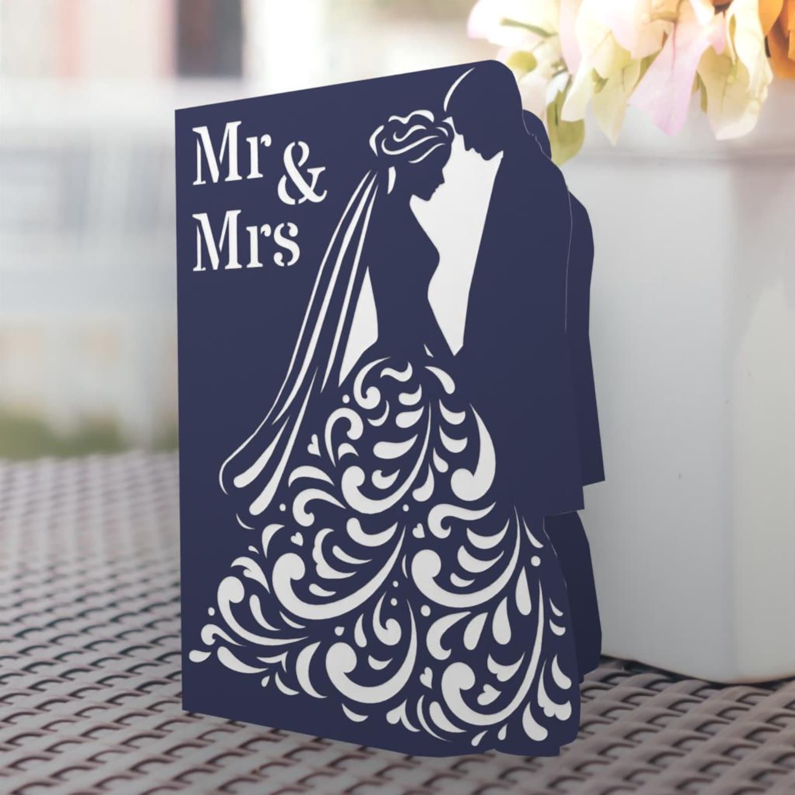 Wedding Couple Card SVG, Cut File for Cricut Laser Cut, Slide Edge ...