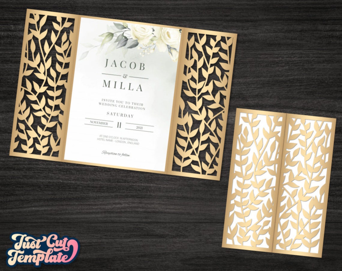 Leaves Gate Fold Card SVG Cricut Wedding Invitation Svg - Etsy UK