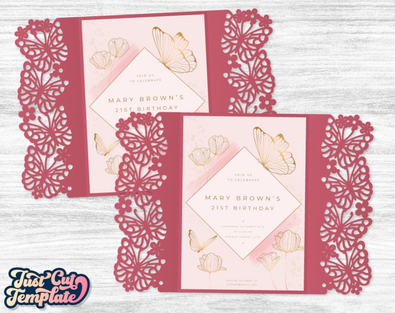 Butterfly Gate Fold Card SVG 5x7 Wedding Invitation Svg - Etsy