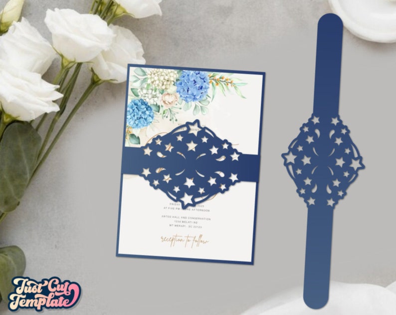 Stars Belly Band Card SVG, Wedding Invitation SVG, Galaxy Invitation ...