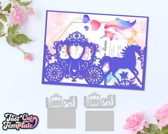 SVG Princess Carriage Invitation Envelope Template Princess - Etsy
