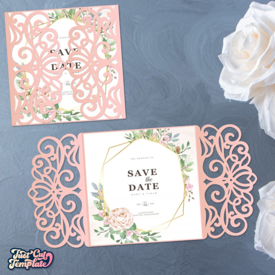 Gate Fold Invitation SVG, Wedding Invitation Template, Quinceañera ...