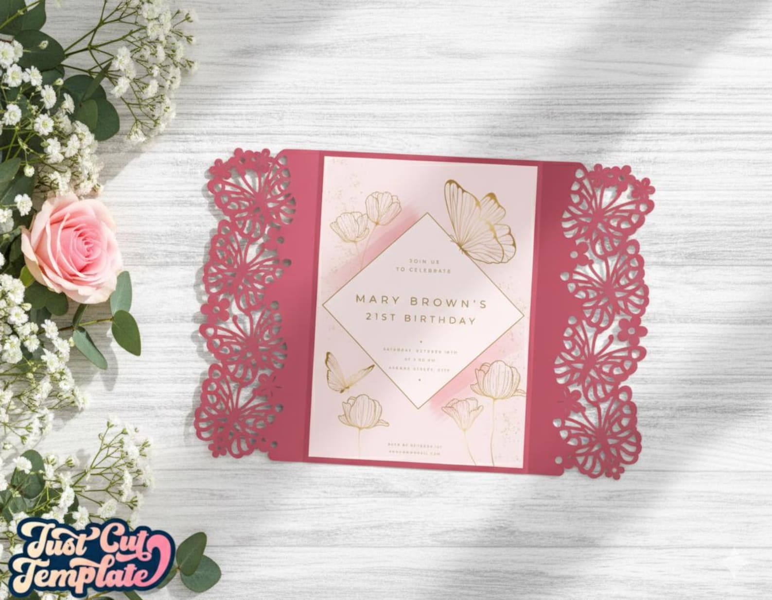 Butterfly Gate Fold Card SVG 5x7, Wedding Invitation Svg Cricut ...