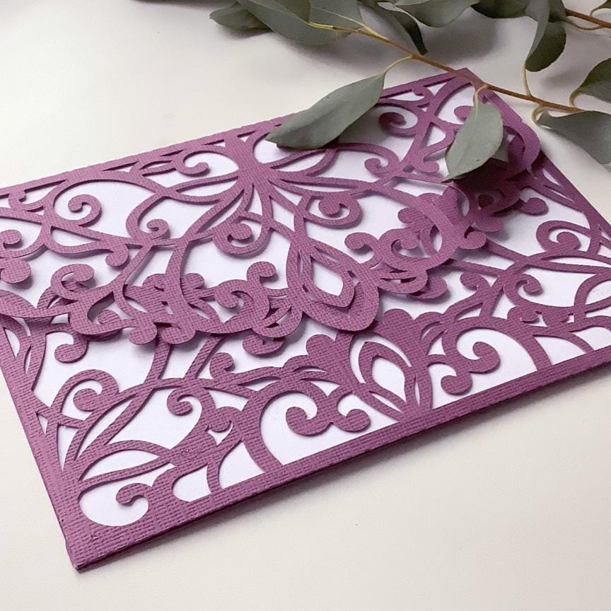 Lace Wedding Invitation SVG Set – Laser Cut Envelopes for Cricut ...