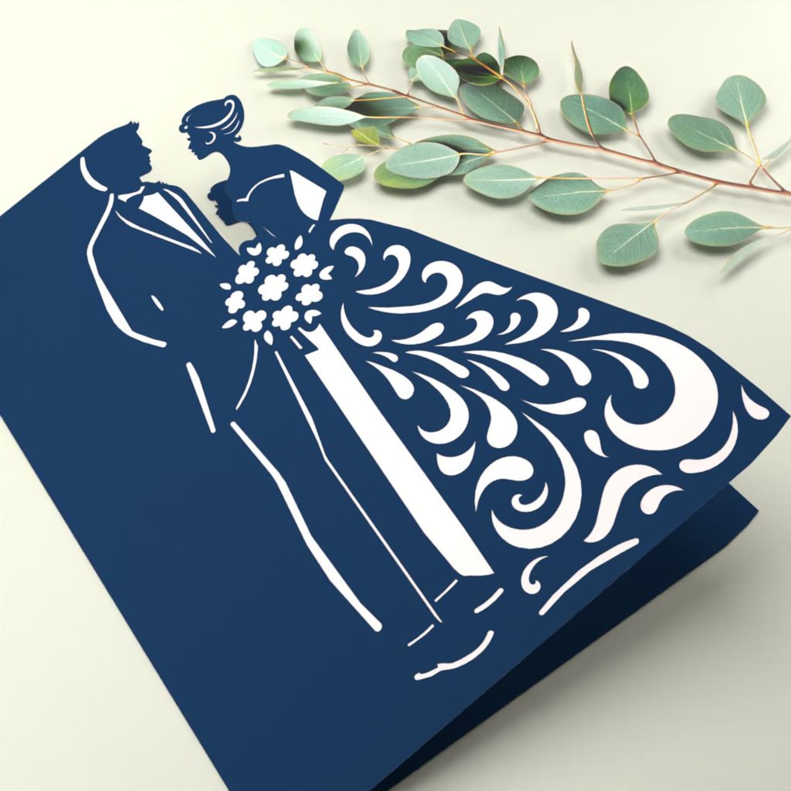 Slide Edge Wedding Card SVG | Bride Groom Laser Cut Template | Cricut ...