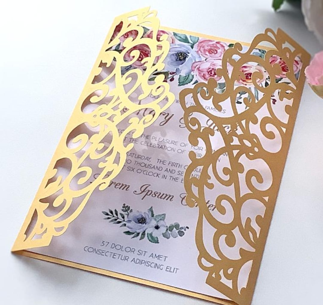 Wedding Invitation SVG 5x7 Card, Gate Fold Card Cutting Template ...