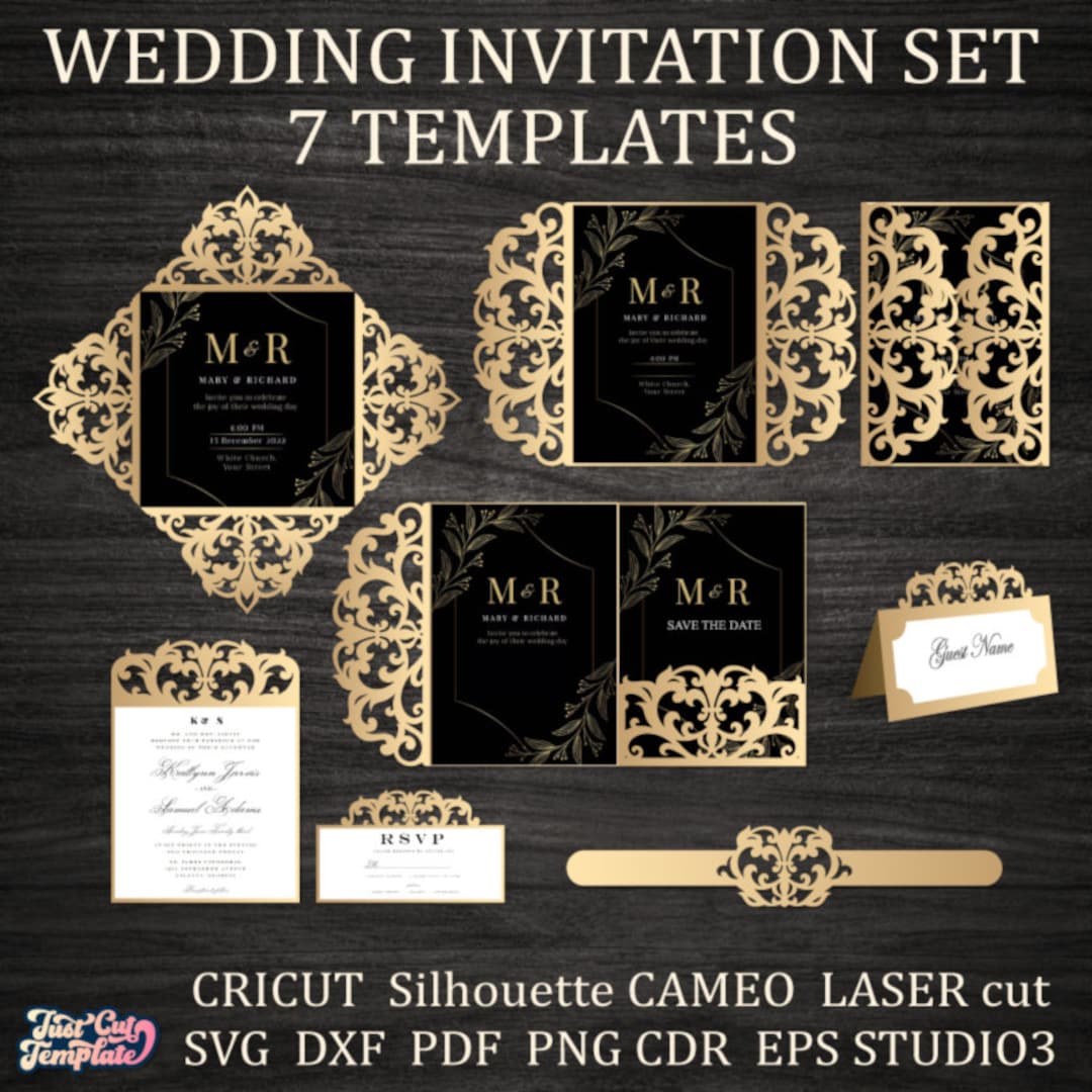 Wedding Set SVG, Wedding Invitation Templates Set, Fleur De Lis ...