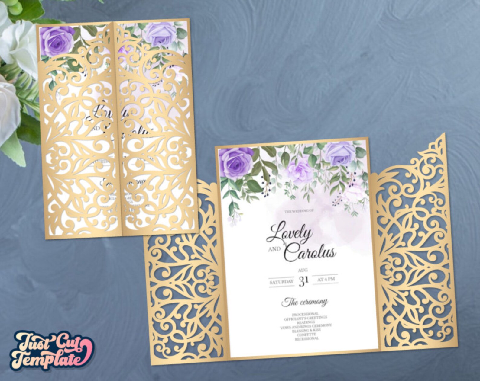 Gate Fold Card Cricut, Wedding Invitation SVG, Door Gate Card, Forged ...