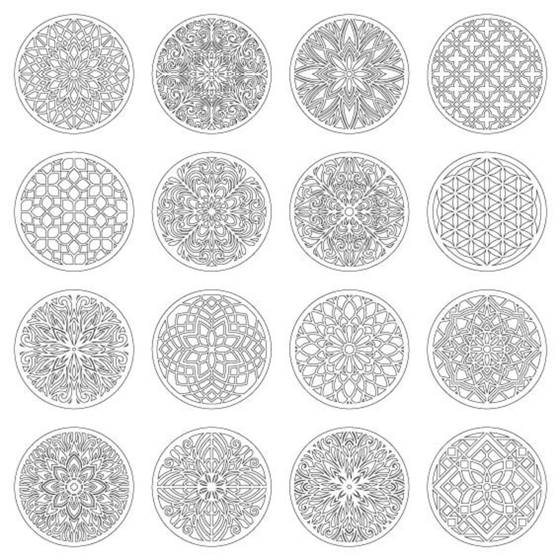 16 Patterned Coasters Laser Cut, CNC Plasma Cutting Coasters Set, Wood ...