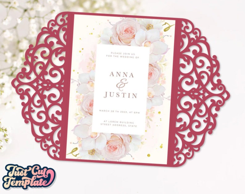 Wedding Invitation SVG Card Template 5x7 Gate Fold Card - Etsy