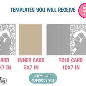 Set 5 Wedding Card SVG Templates 5x7, Mr and Mrs Card, Bride and Groom ...