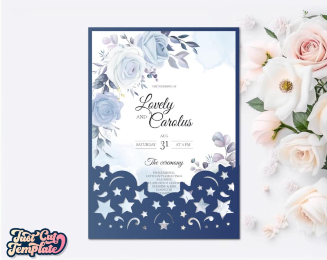 Stars Invitation SVG, Galaxy Wedding Pocket Envelope SVG 5x7 ...