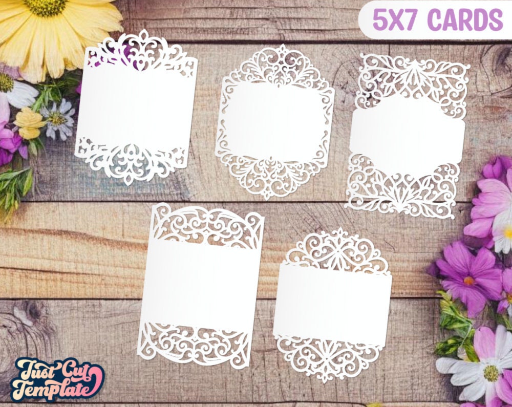 Set Patterned Cards SVG, 30 Wedding Invitation Cut-out Cards Bundle ...