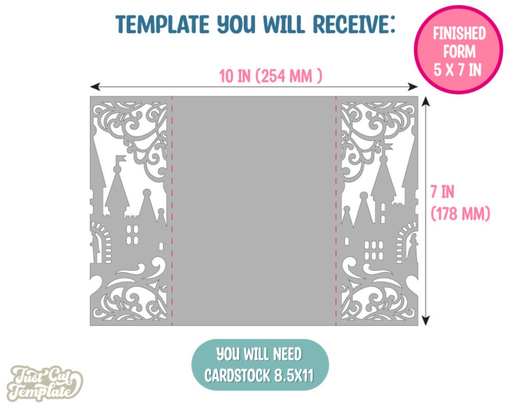 Fairy Tale Castle Gate Invitation SVG Template 5x7 Wedding - Etsy UK