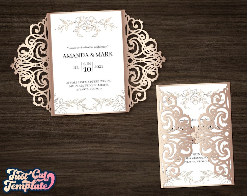Laser Cut Wedding Invitation SVG Template Set, 12 Pieces for Cricut ...