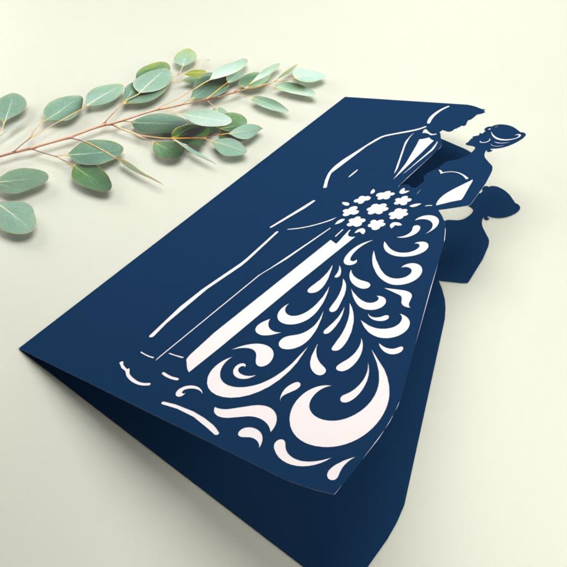 Slide Edge Wedding Card SVG | Bride Groom Laser Cut Template | Cricut ...