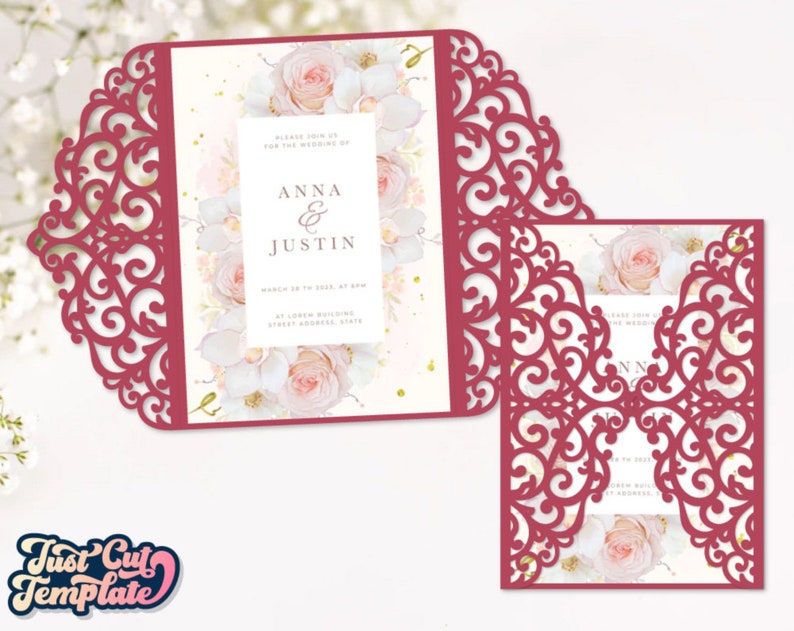 Wedding Invitation SVG Card Template 5x7 Gate Fold Card - Etsy