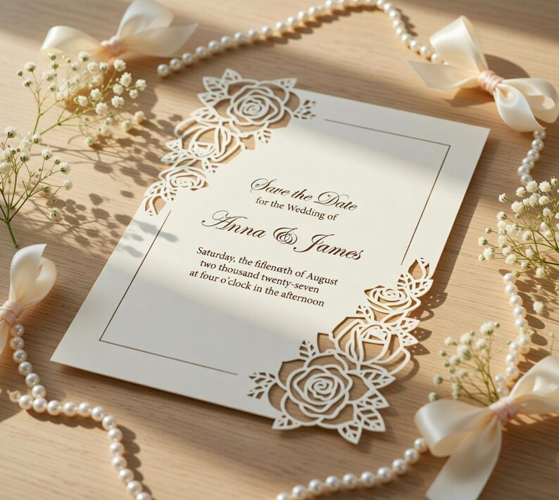 Save the Date SVG Laser Cut Card, Wedding Invitation SVG Template, 5x7 ...