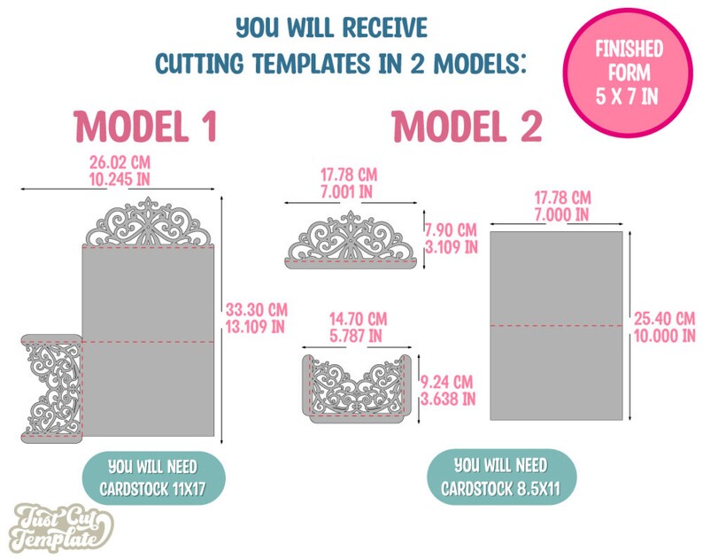 Wedding Envelope SVG Trifold Pocket Envelope Template 5x7 - Etsy