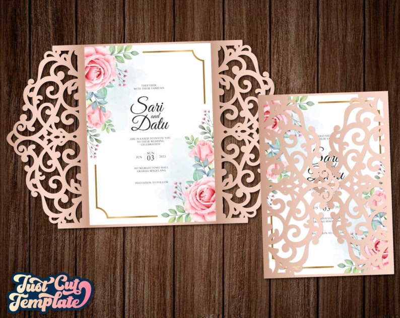 Wedding Invitation SVG 5x7 Card Gate Fold Card Cutting - Etsy