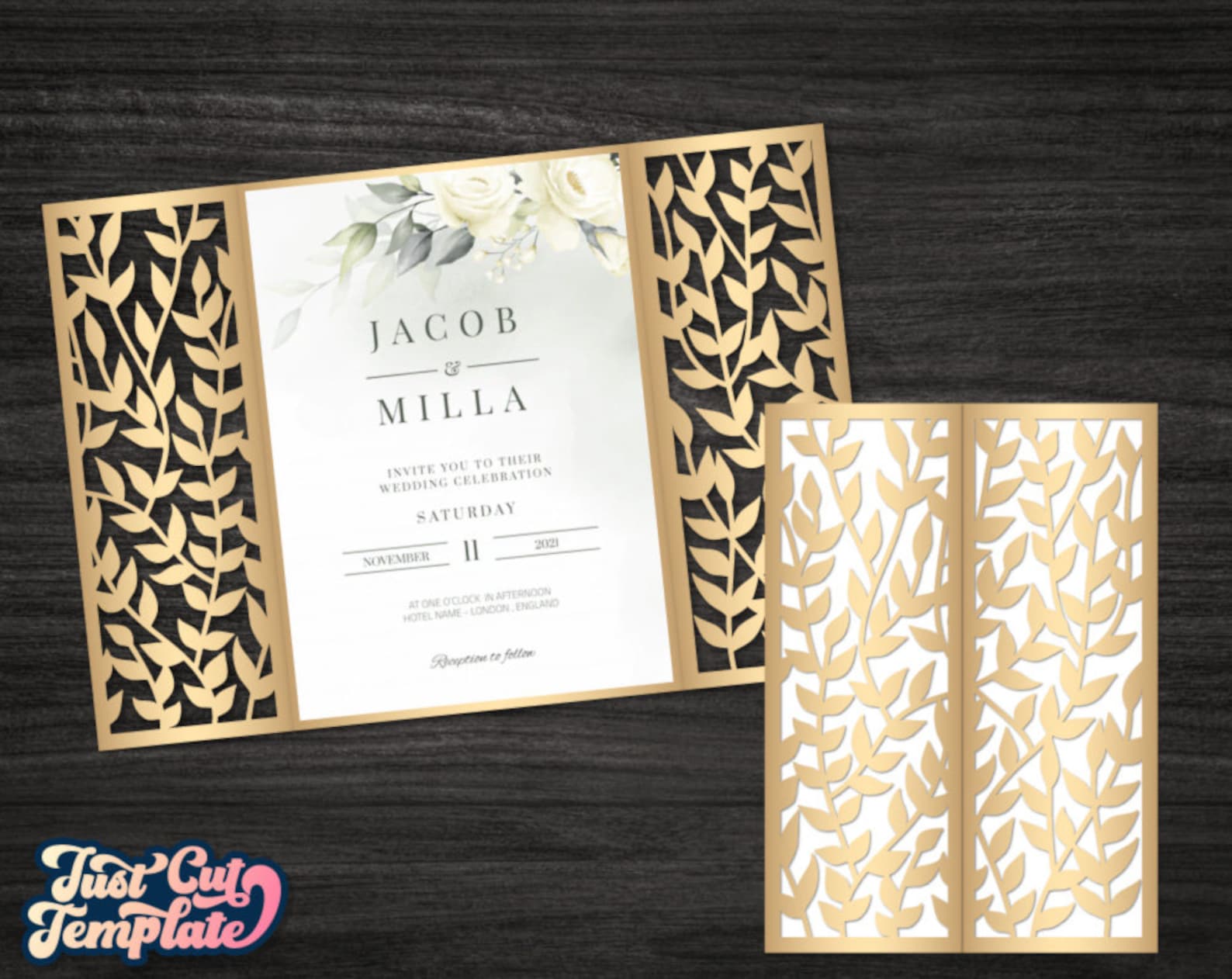 Leaves Gate Fold Card SVG Cricut Wedding Invitation Svg - Etsy