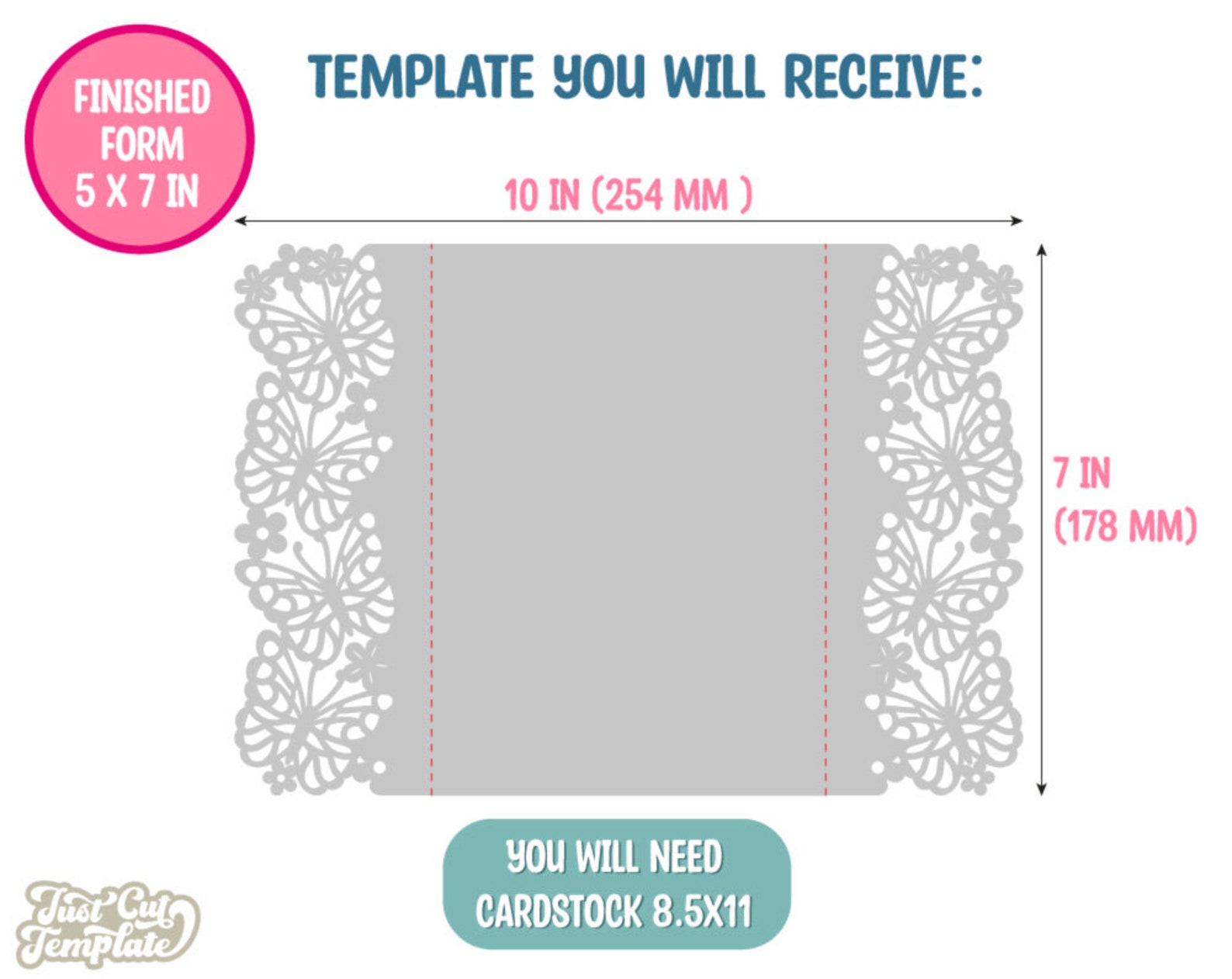 Butterfly Gate Fold Card SVG 5x7, Wedding Invitation Svg Cricut ...