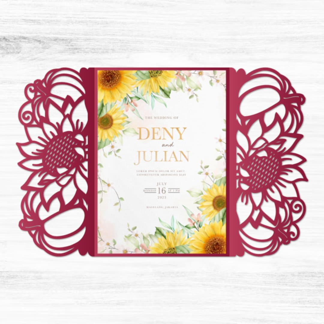 Gate Wedding Invitation SVG With Pumpkins and Sunflower, Cutout Gate ...