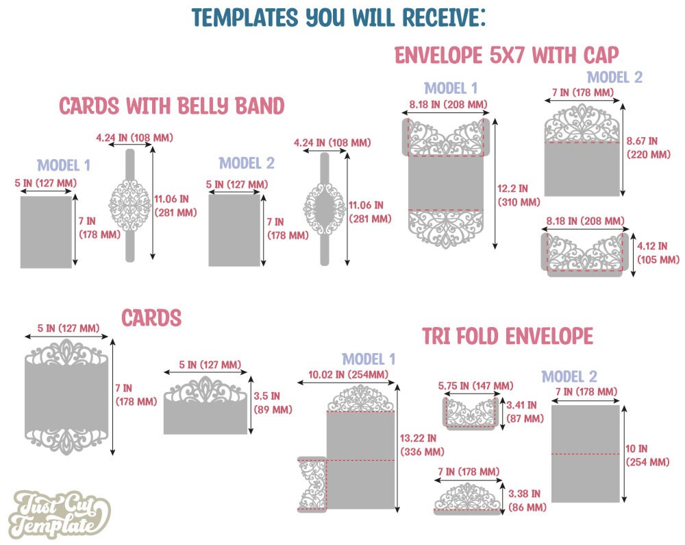 Wedding Invitation Templates SVG Set Wedding Card Envelope - Etsy UK