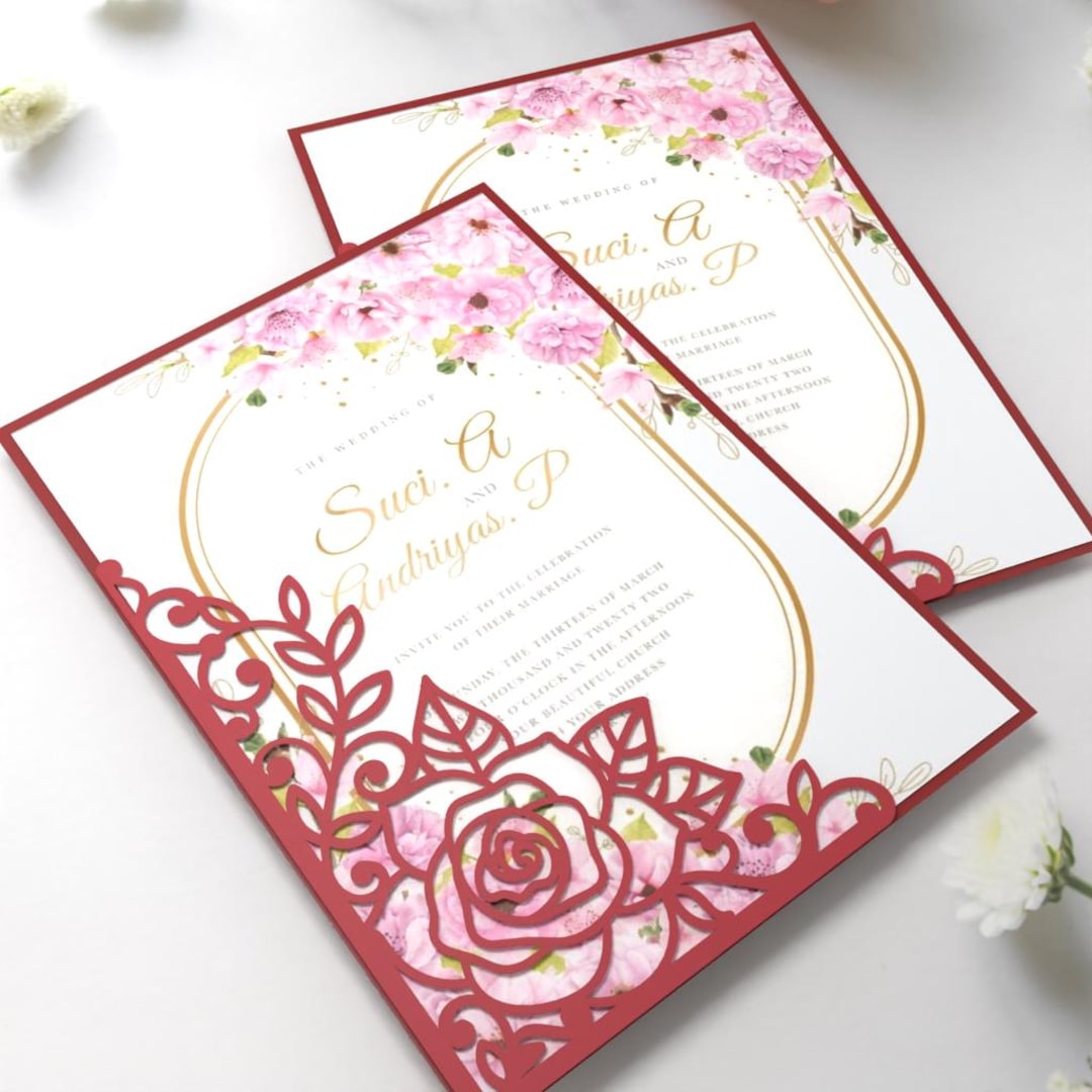 Corner Pocket 5x7 Wedding Invitation Template, Cricut Silhouette Laser ...