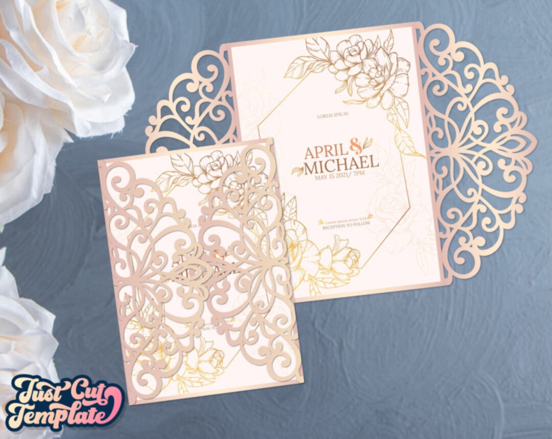 Gate Invitation Card SVG 5x7, Lace Invitation Card, Wedding Invitation ...