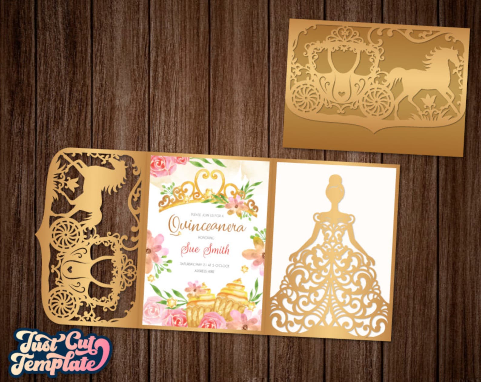 Quinceanera Invitation SVG Princess Birthday Party Invite SVG - Etsy