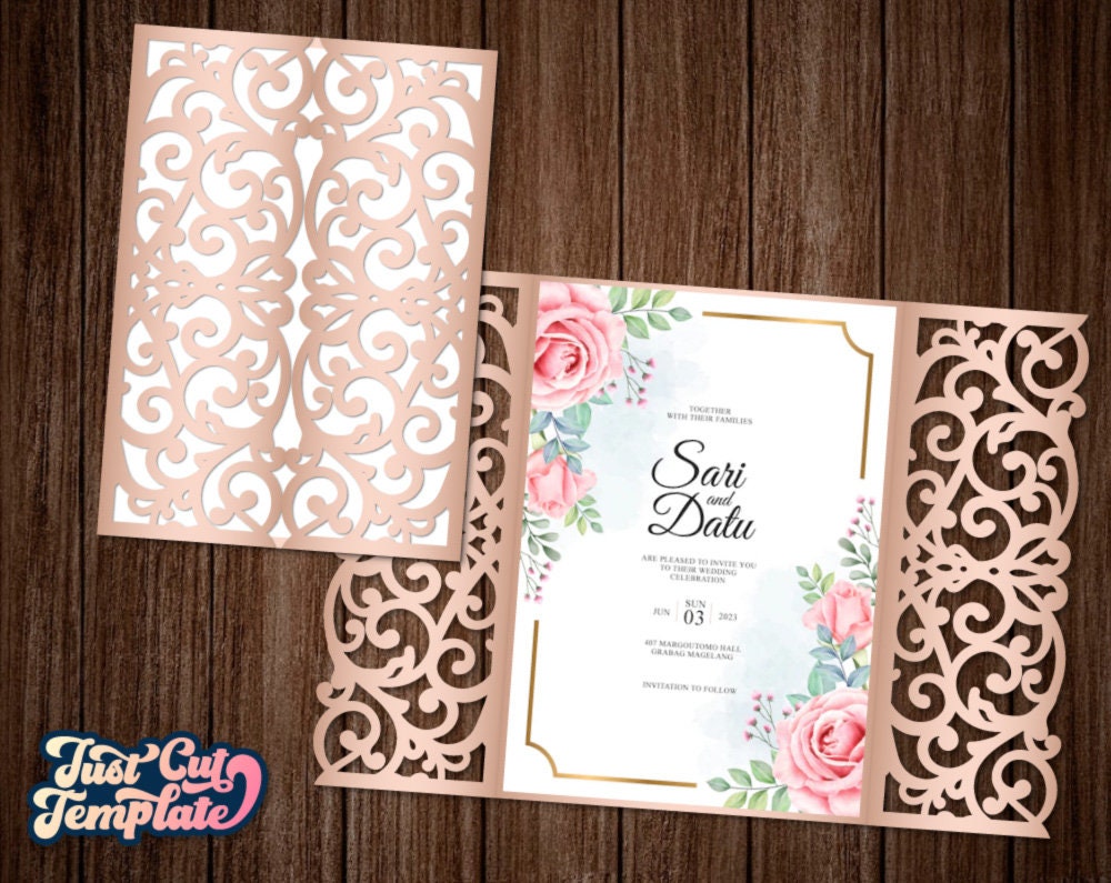 Gate Wedding Invitation SVG, Wedding Card Template 5x7, Luxury Wedding ...