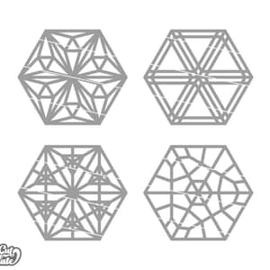 20 Hexagonal Coaster Templates, Set Kumiko Pattern Panel, Laser Cut ...