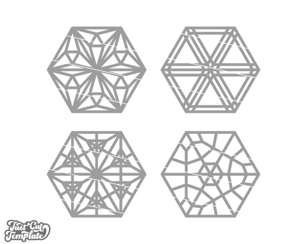 20 Hexagonal Coaster Templates, Set Kumiko Pattern Panel, Laser Cut ...