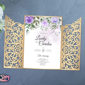 Gate Fold Card Cricut, Wedding Invitation SVG, Door Gate Card, Forged ...