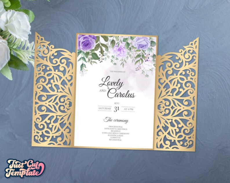 Gate Fold Card Cricut, Wedding Invitation SVG, Door Gate Card, Forged ...