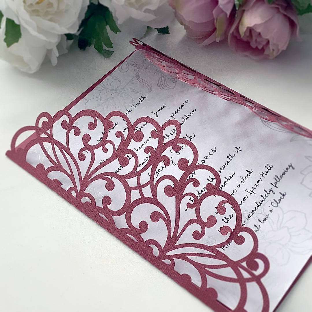 Luxury Gate Fold Wedding Invitation SVG Template 5x7, Laser Cut Card ...