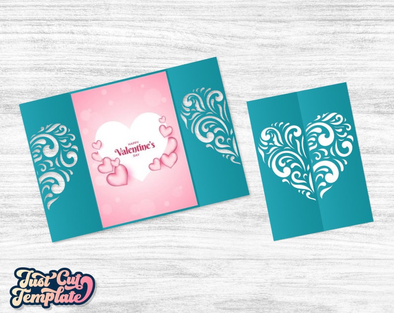 8 Gate Fold Card SVG Templates Set, Heart Cut Out Cards, Laser Cut ...