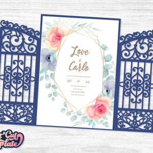 Gate Fold Wedding Invitation SVG, Door Gate Card Cricut Template ...