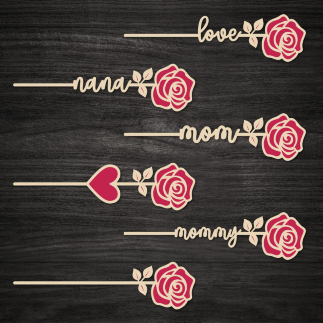 Mom Rose Laser Cut, 6 Layered Roses With Heart and Words, Mother Day ...