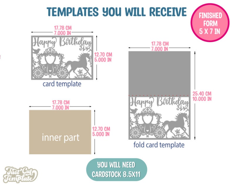 Happy Birthday Card SVG 5x7 Princess Invitation SVG - Etsy