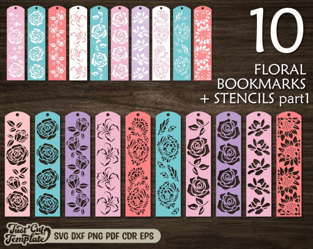 BOOKMARK SVG Cricut, Bookmarks Template Svg, Bookmark Label Svg, Floral ...
