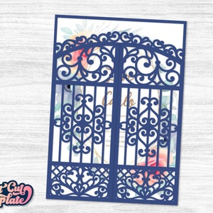 Gate Fold Wedding Invitation SVG, Door Gate Card Cricut Template ...