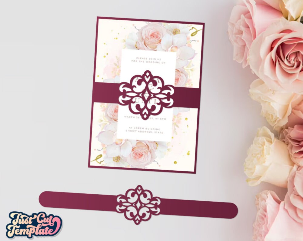 Belly Band Template SVG, 2d Wedding Invite Belt, Luxury Wedding ...