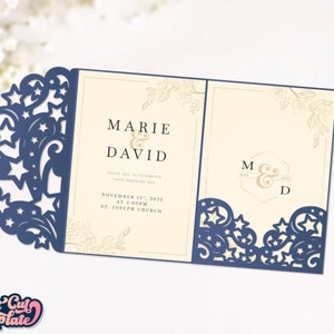 Stars Trifold Pocket Envelope 5x7, Wedding Invitation SVG Cutting ...