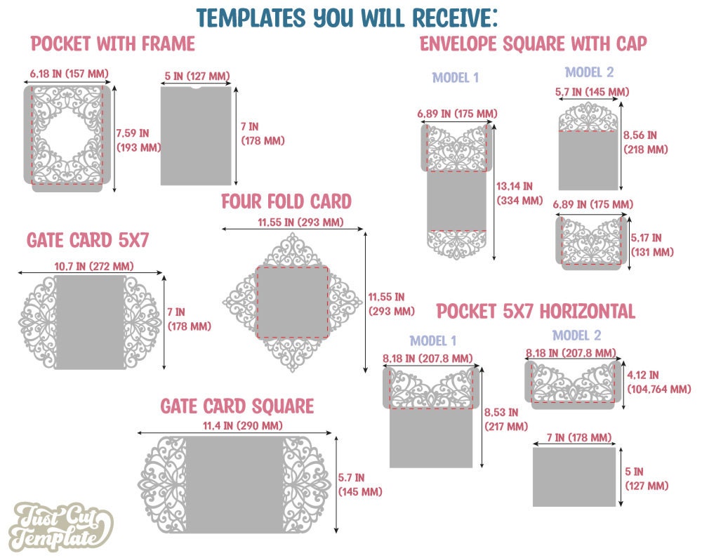 Wedding Invitation Templates SVG Set Wedding Card Envelope - Etsy UK